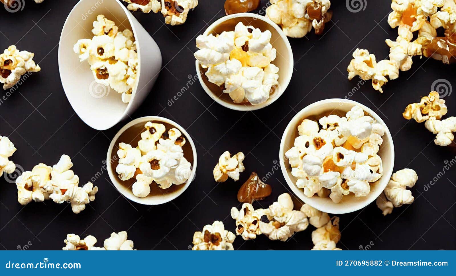Small Portions of Caramel Popcorn in Small Bowls on Table. Stock ...
