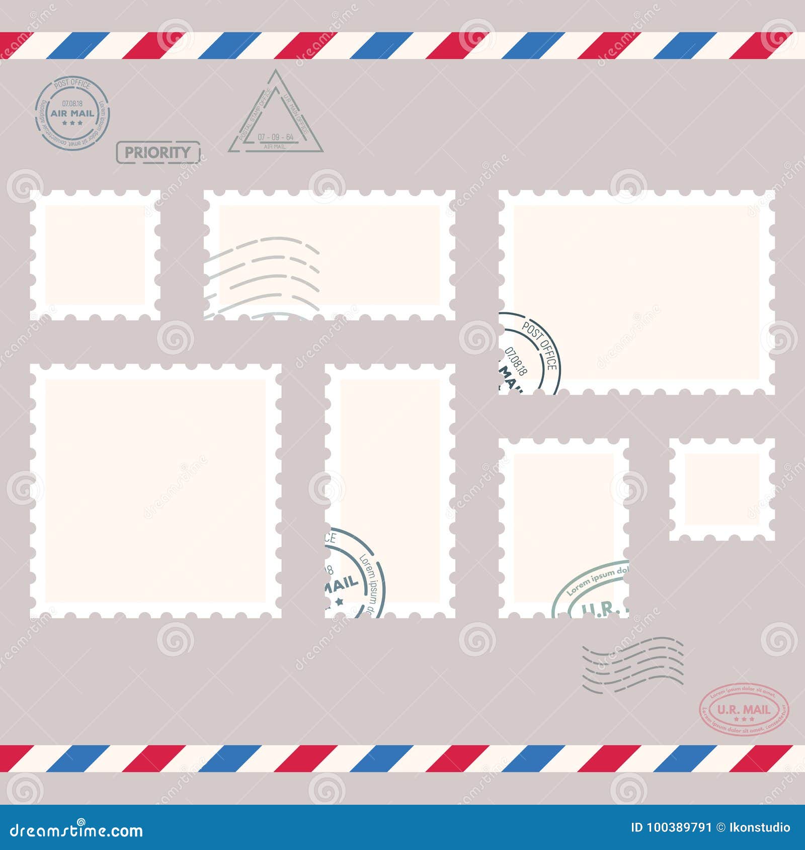 Small post stamps stock vector. Illustration of background - 100389791