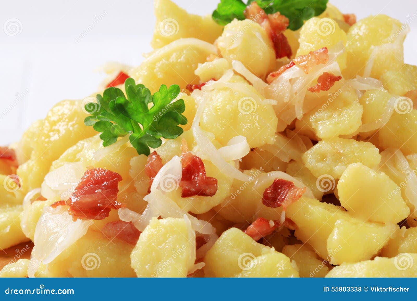 Small Potato Dumplings (halushky) with Bacon and Cabbage Stock Photo ...