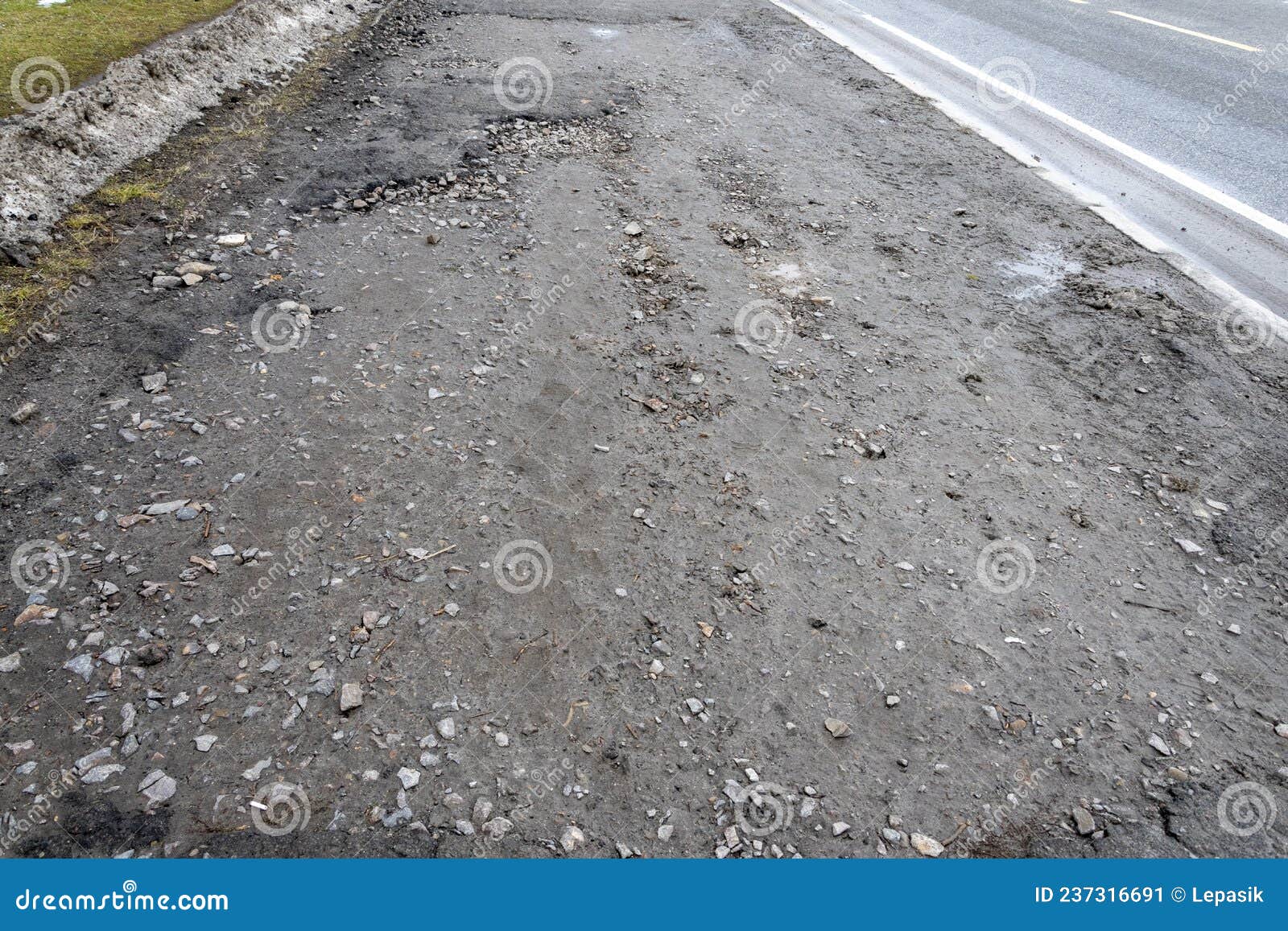 Small Potholes on the Asphalt Road, Pits and Destroyed Road Surface ...