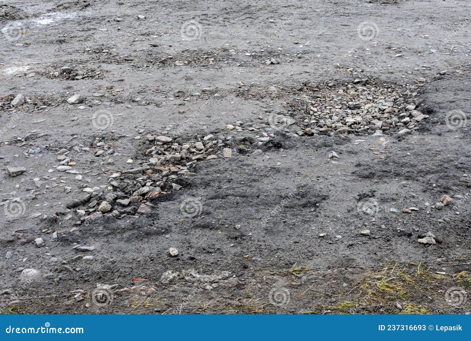 Small Potholes on the Asphalt Road, Pits and Destroyed Road Surface ...
