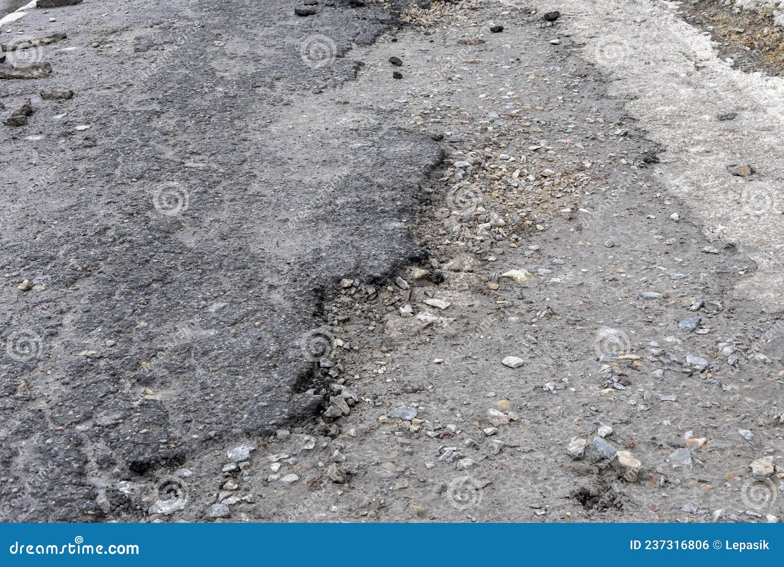 Small Potholes on the Asphalt Road, Pits and Destroyed Road Surface ...