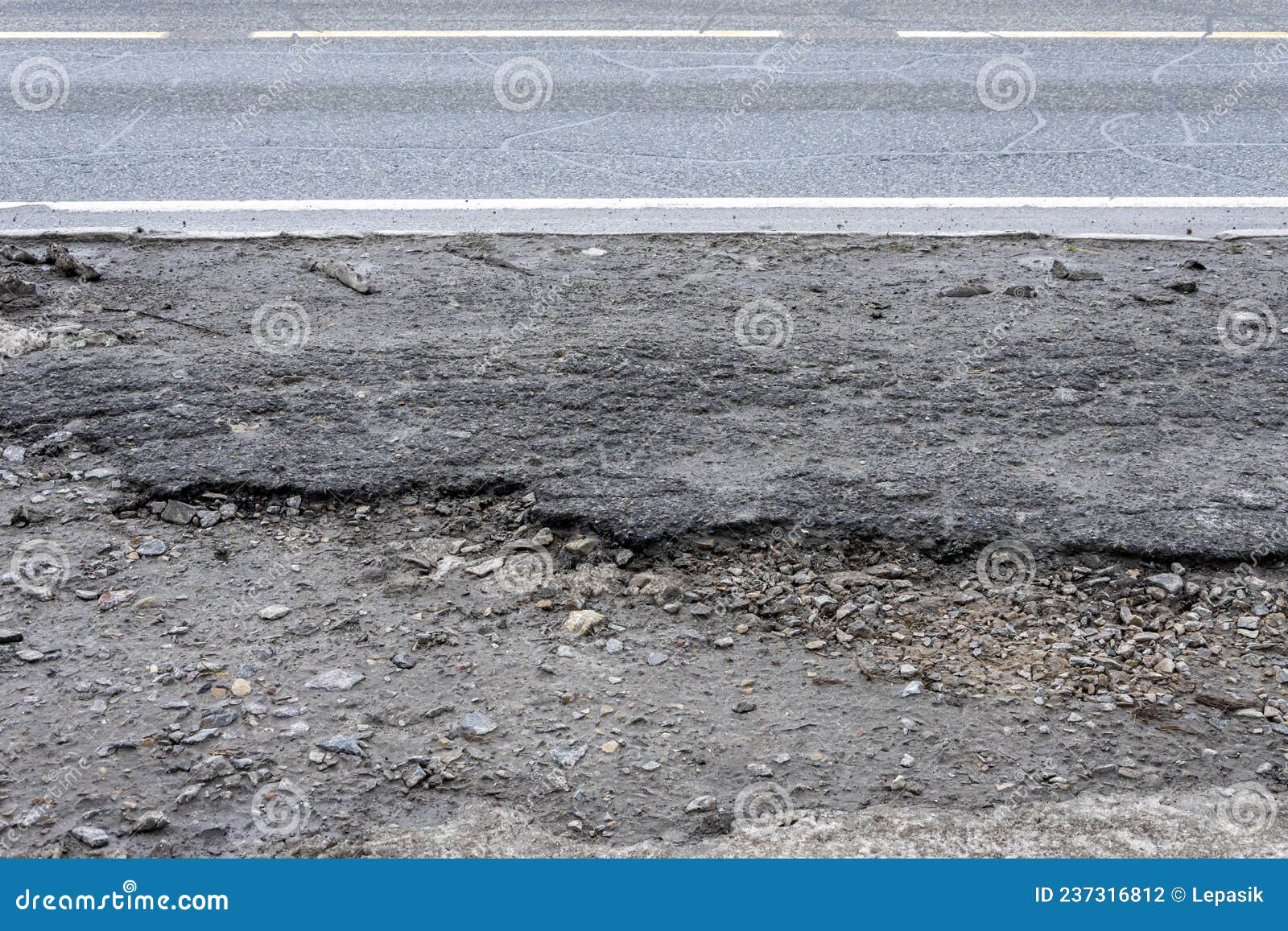 Small Potholes on the Asphalt Road, Pits and Destroyed Road Surface ...