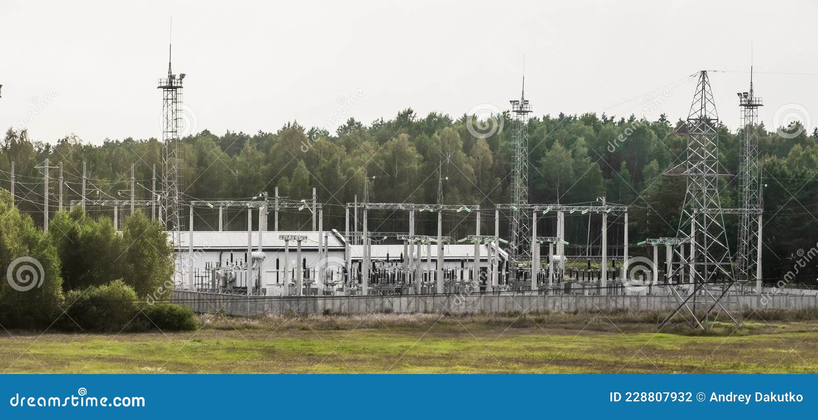 Small Power Substation with Power Lines and High Voltage Stock Photo ...