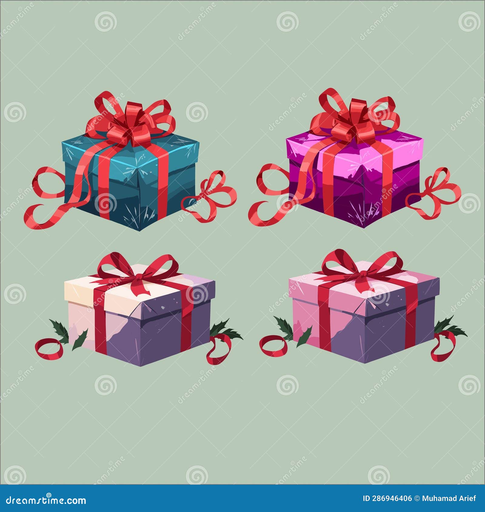4 Small Present Box stock vector. Illustration of brand - 286946406