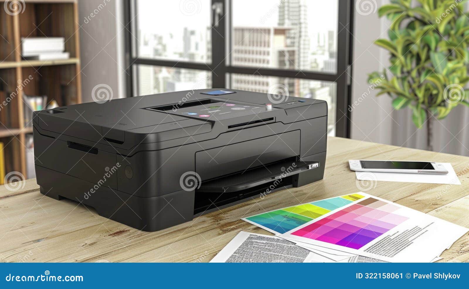 Small Printer in Loft Office. Contemporary Interior SOHO Stock Image ...