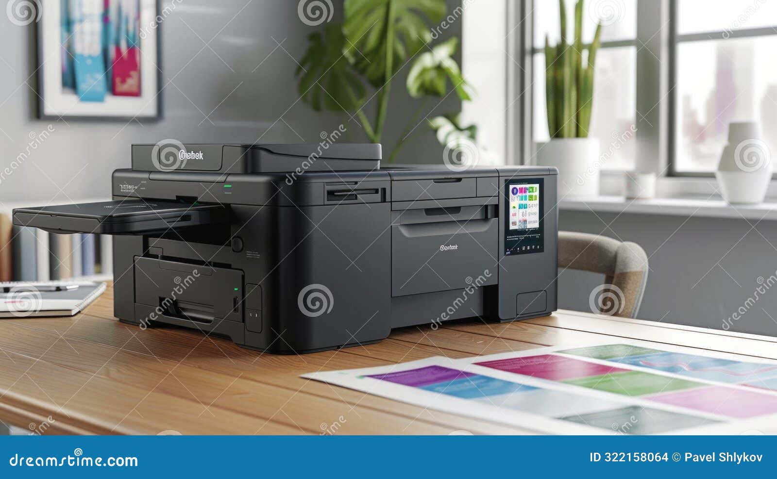Small Printer in Loft Office. Contemporary Interior SOHO Stock Photo ...
