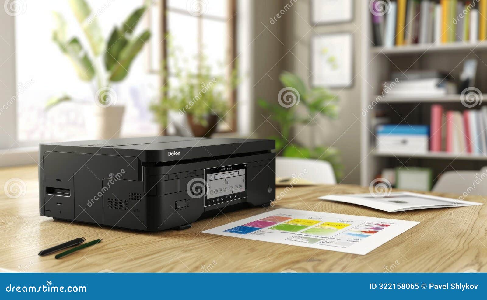 Small Printer in Loft Office. Contemporary Interior SOHO Stock Image ...