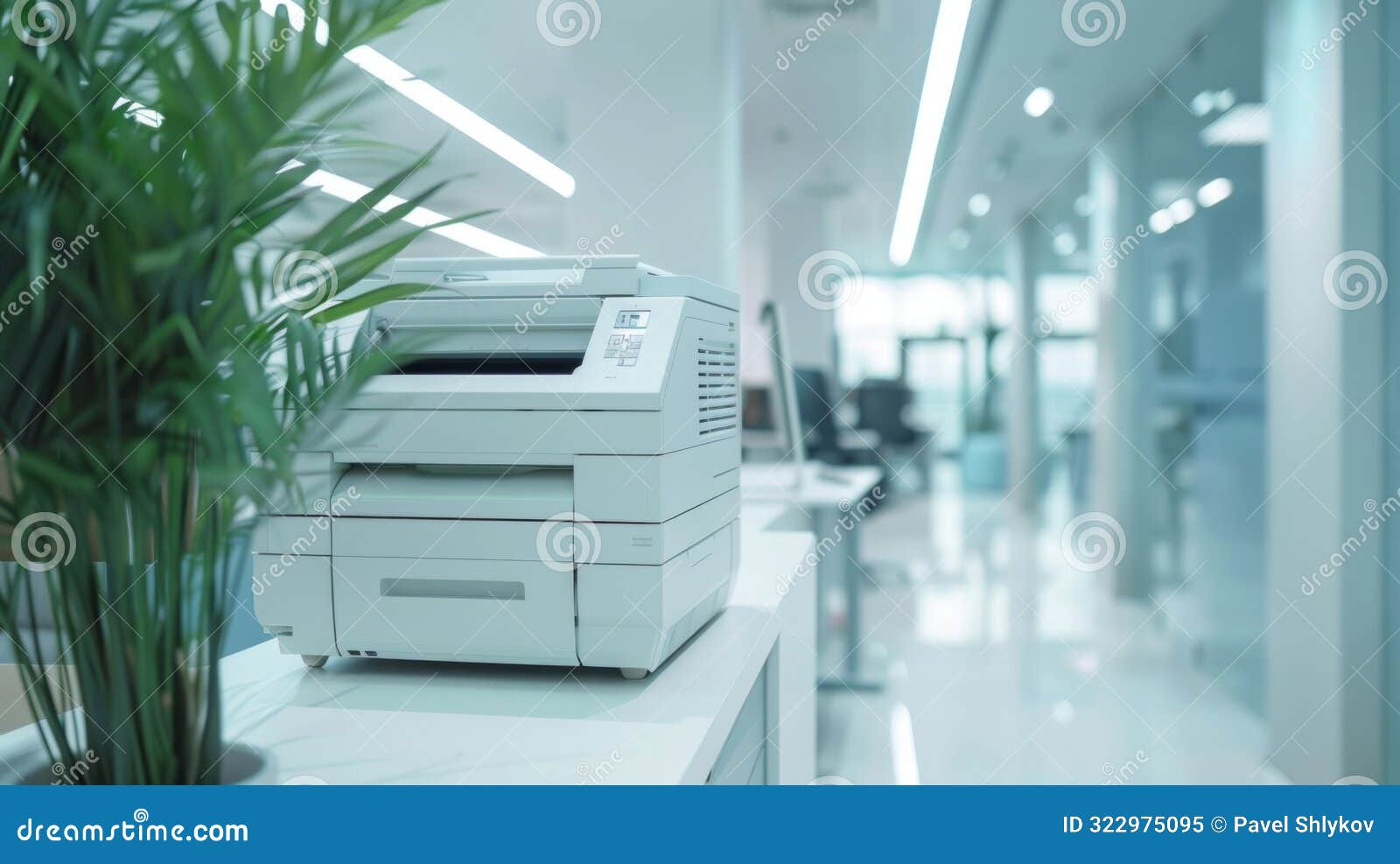 Small Printer in Loft Office. Contemporary Interior SOHO Stock Image ...