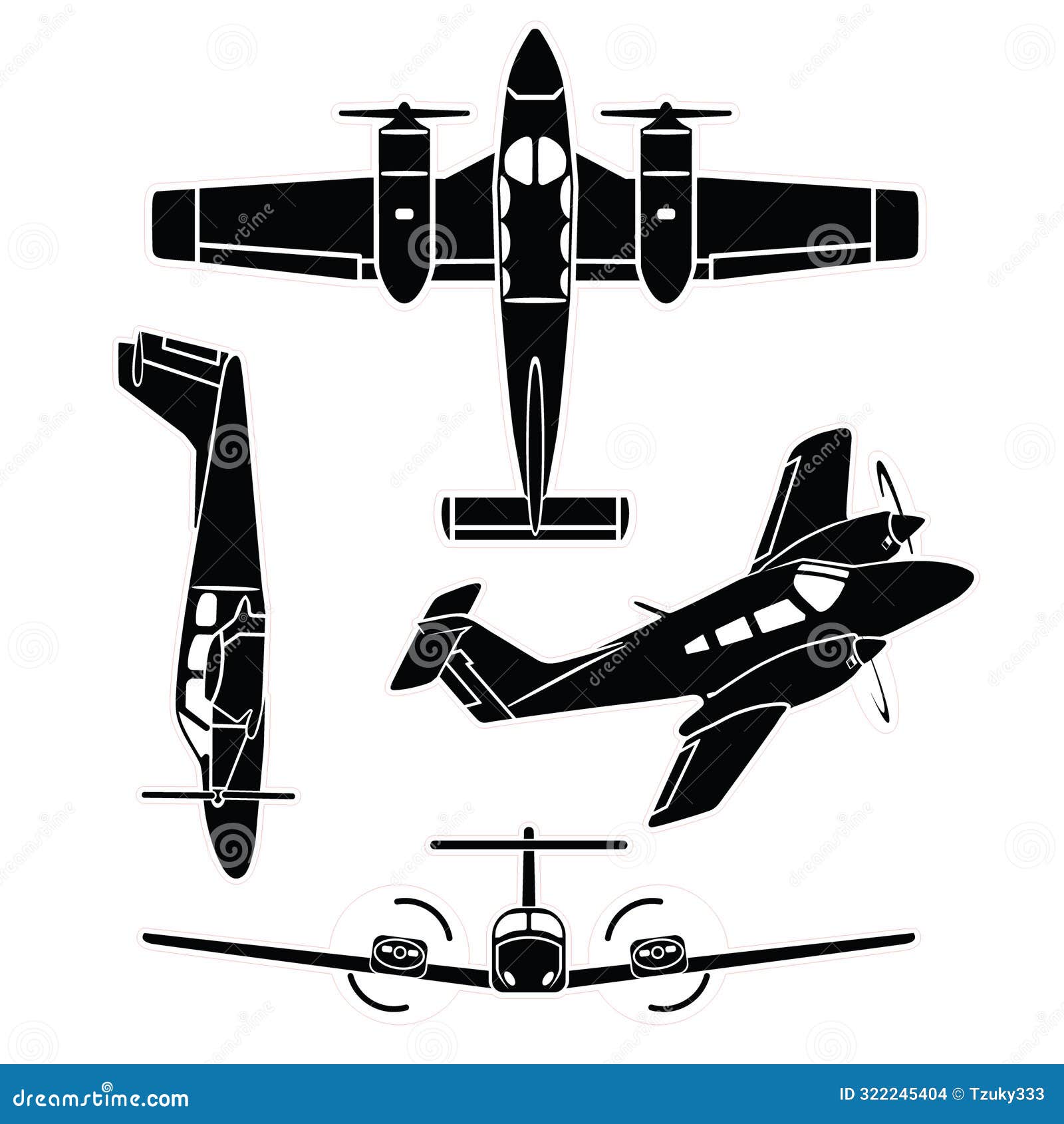 Small Private Airplane Vector Set for Laser and Vinyl Projects Stock ...