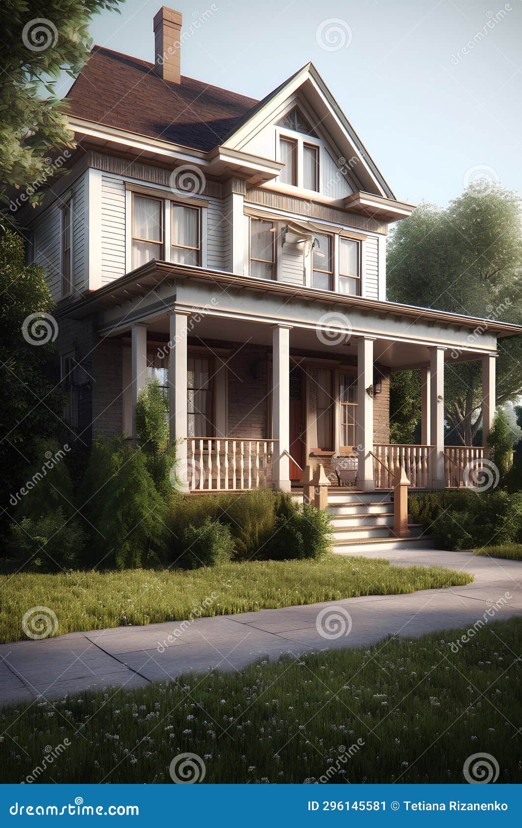 Small Private House. Traditional Archtecture Style Stock Illustration ...