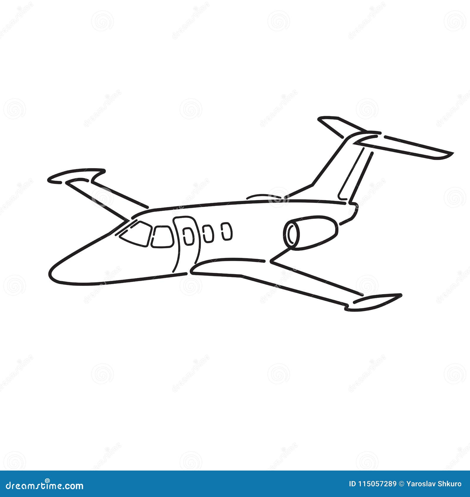 Small Private Jet Vector. Business Jet Illustration. Luxury Twin Engine ...