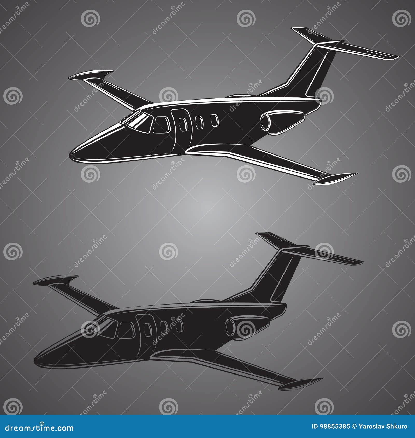 Small Private Jet Vector. Business Jet Illustration. Luxury Twin Engine ...