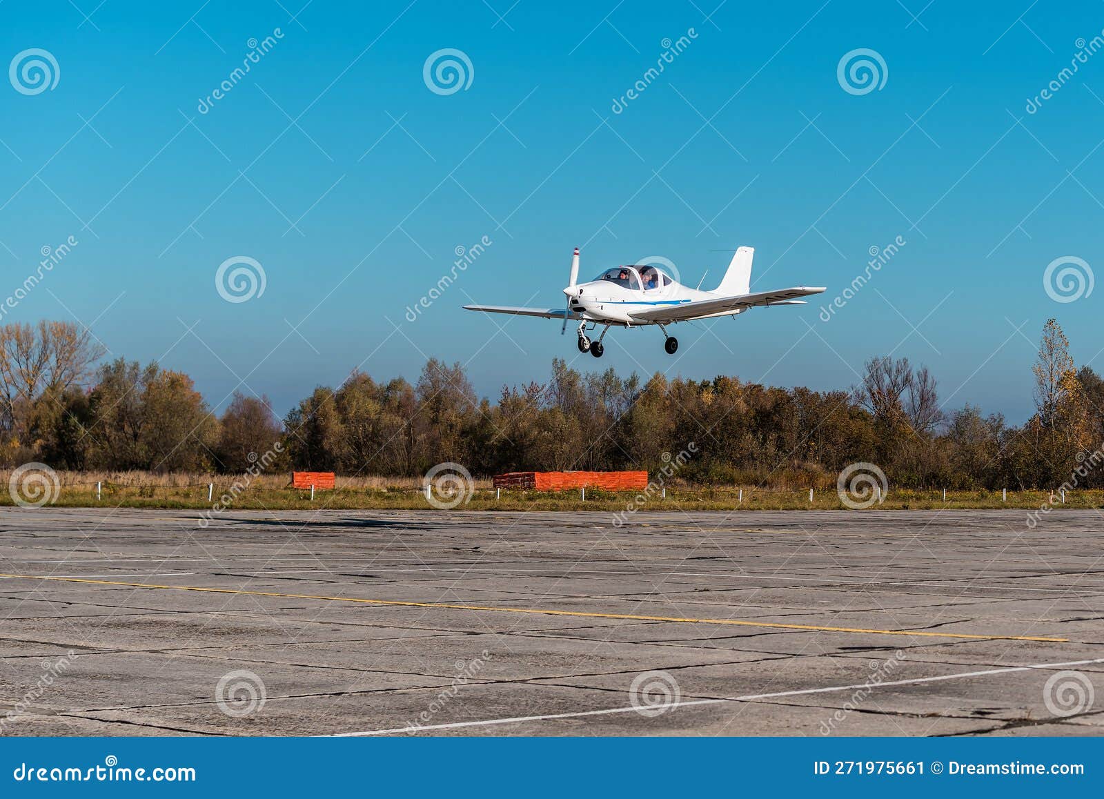 Small Private Plane in the Air. Blue Sky Stock Image - Image of wing ...