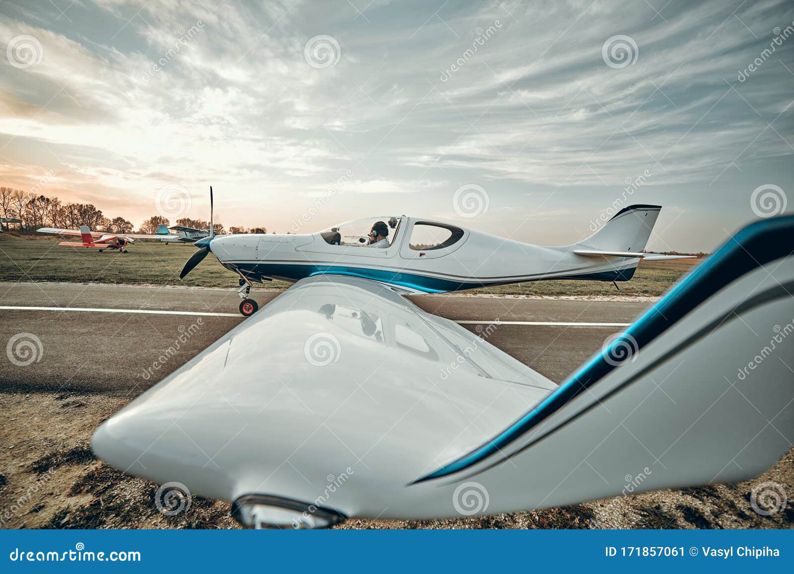 Small Private Plane Ready To Fly Stock Image - Image of headset ...