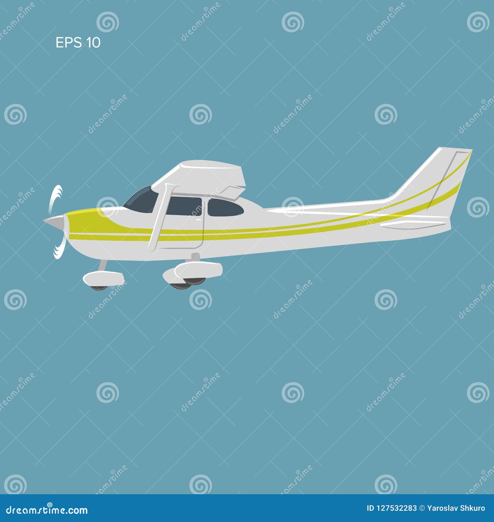 Small Private Plane Vector Illustration. Single Engine Propelled ...
