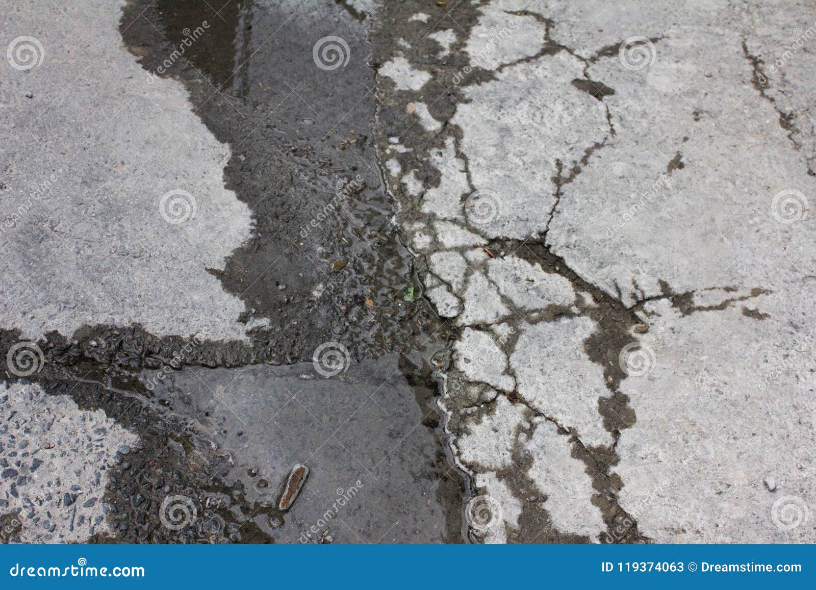 Small Puddle on Concrete stock image. Image of gray - 119374063