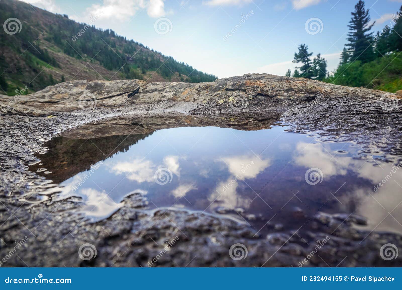 Small Puddle on a Stone in the Siberian Mountains Stock Image - Image ...