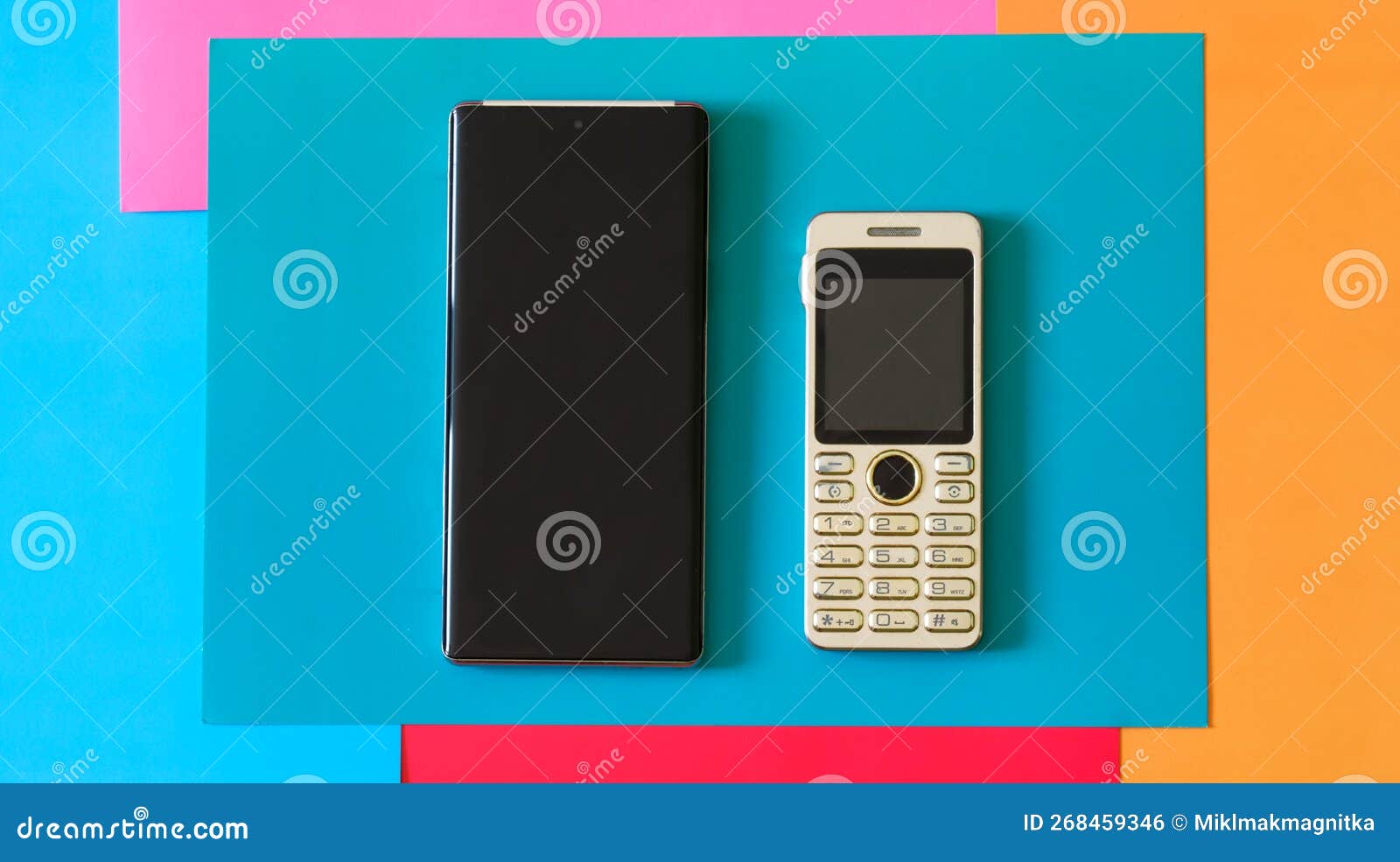 Small Push-button Mobile Phone Compared To a Modern Smartphone ...