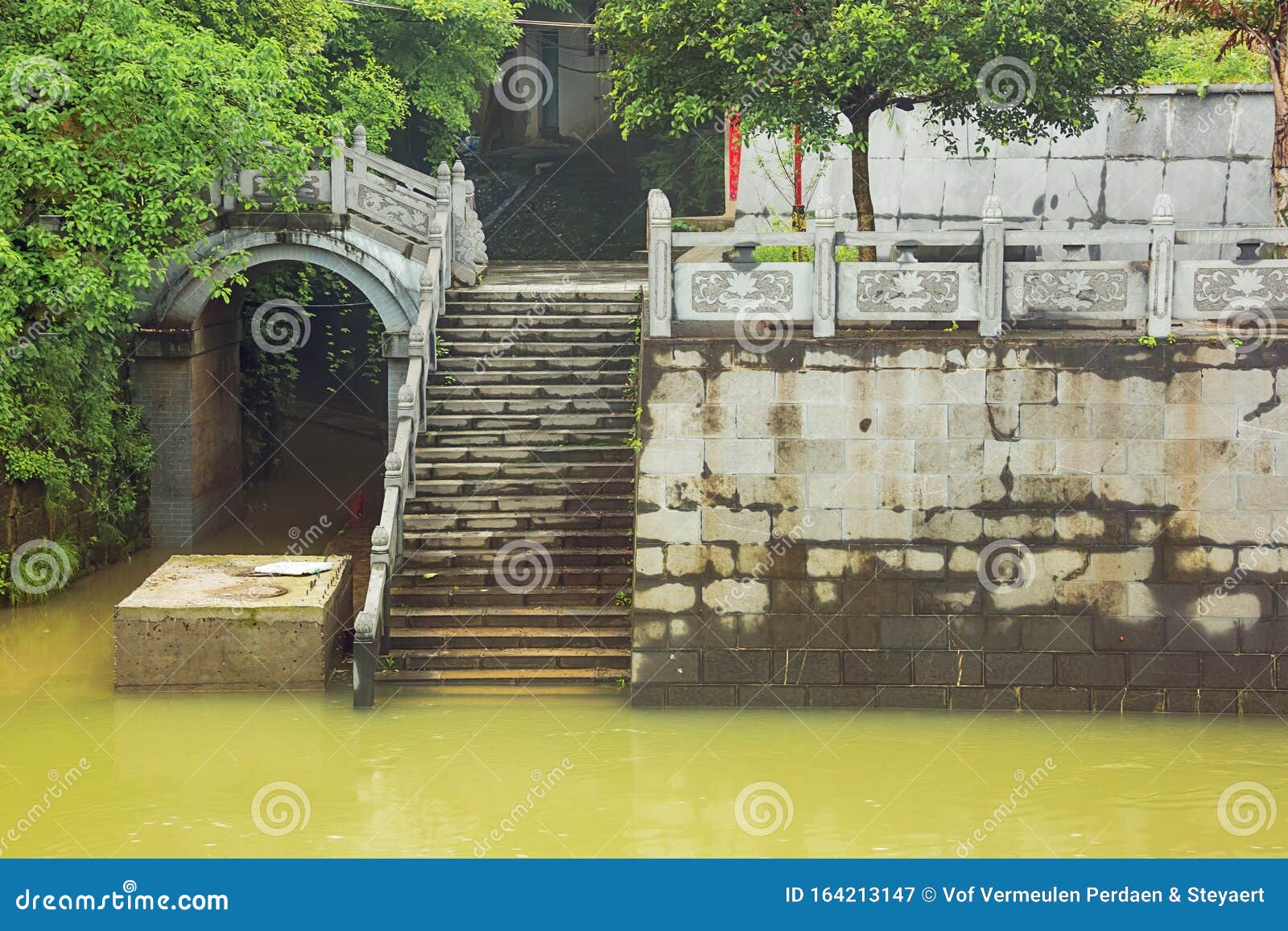 Small Quay Bordering the Li River Stock Image - Image of angle ...