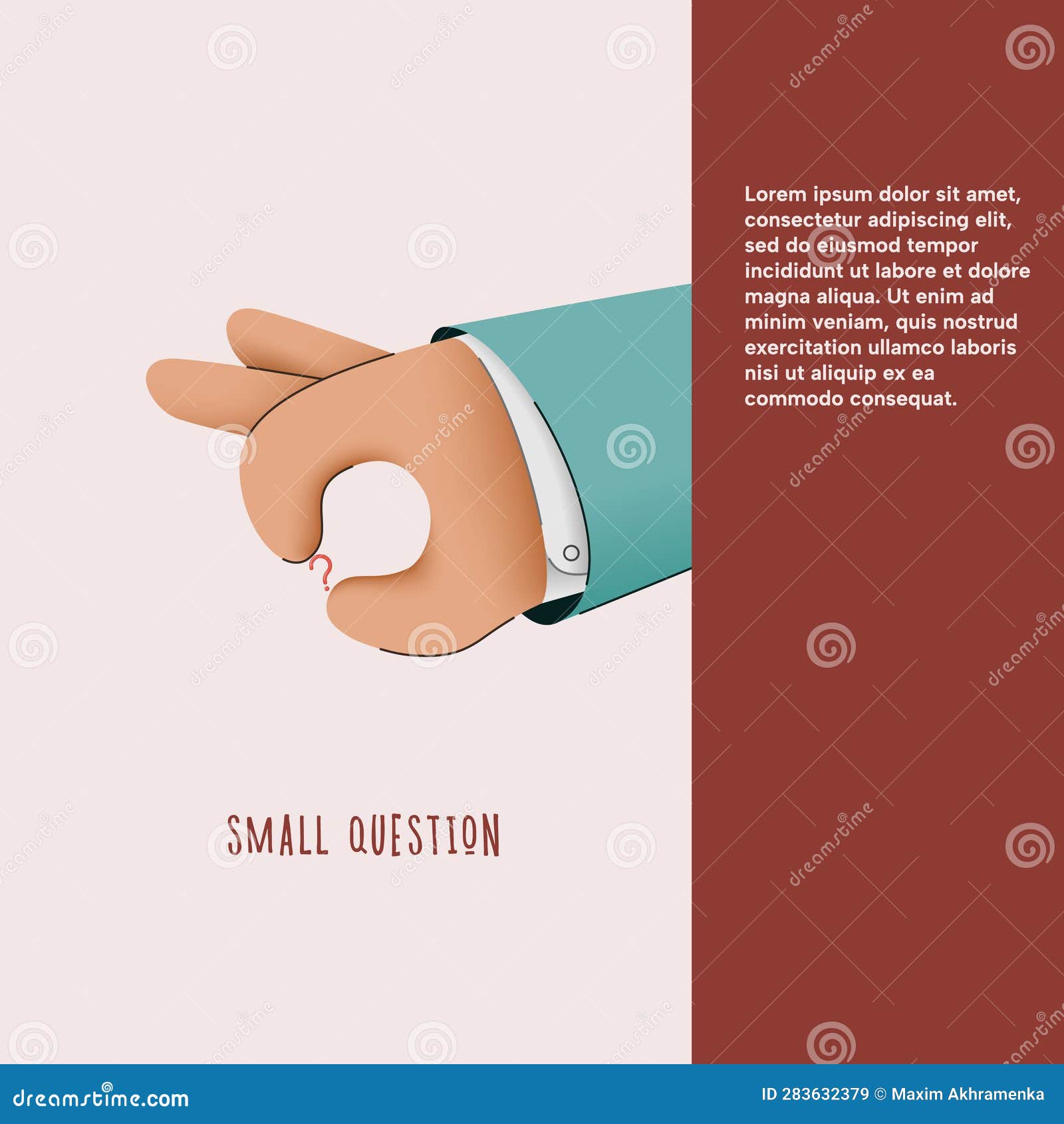 A Small Question in a Man S Big Hand. Vector Illustration Stock ...