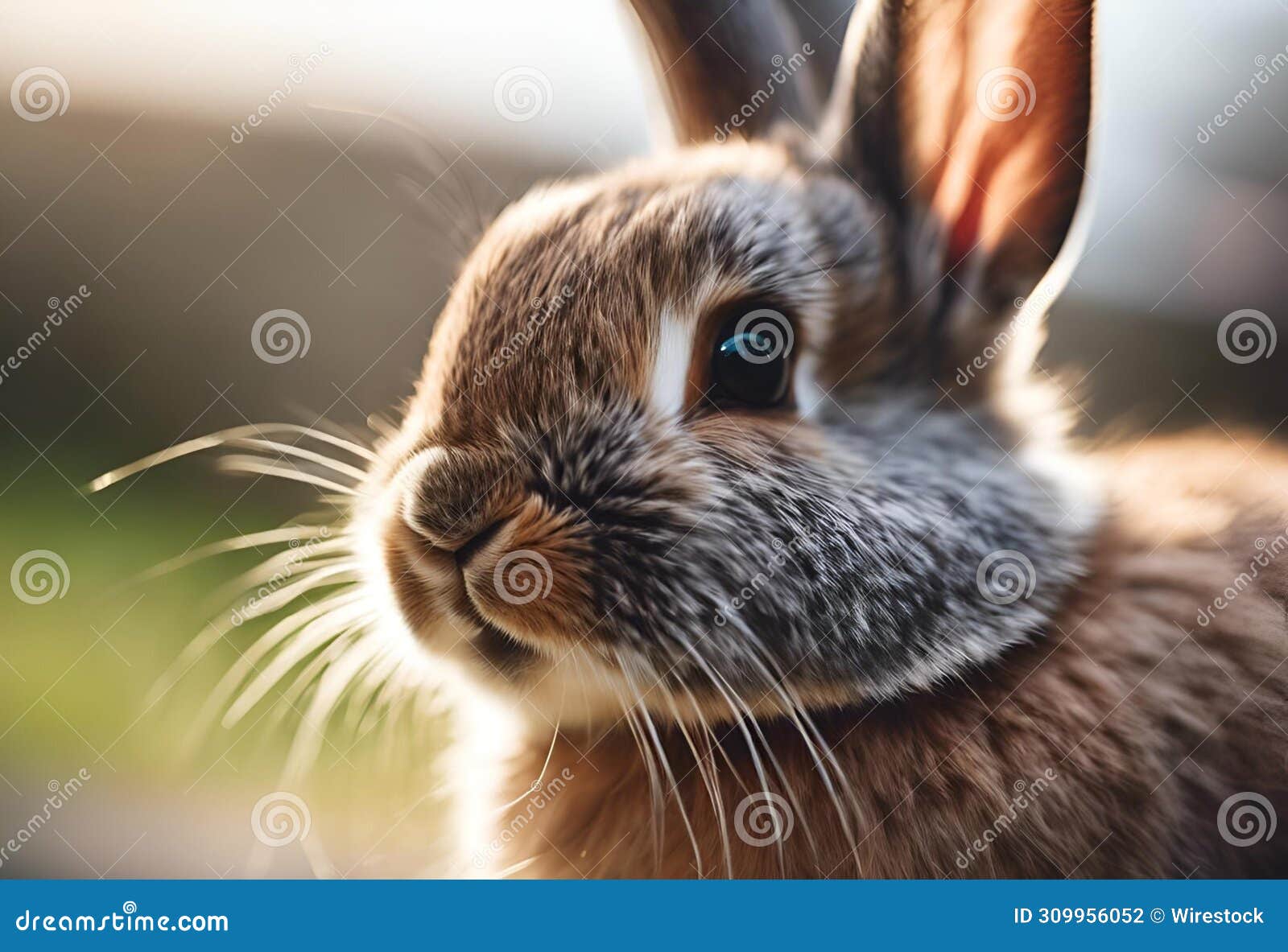 A Small Rabbit with Big Ears and Ears Looking Away from the Camera ...