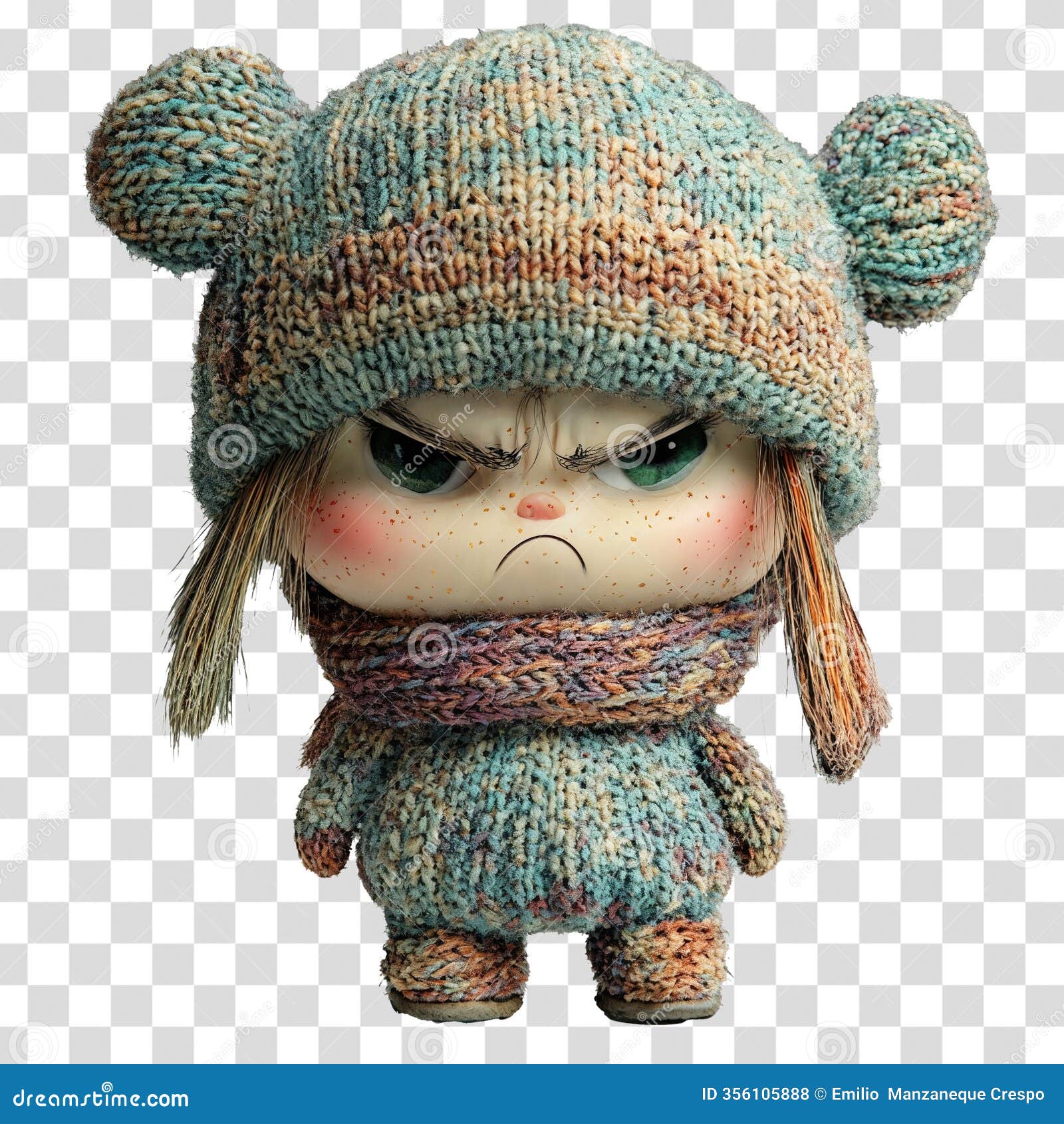 A Small Rag Doll Standing with Her Arms Crossed and a Frown on Her Face ...