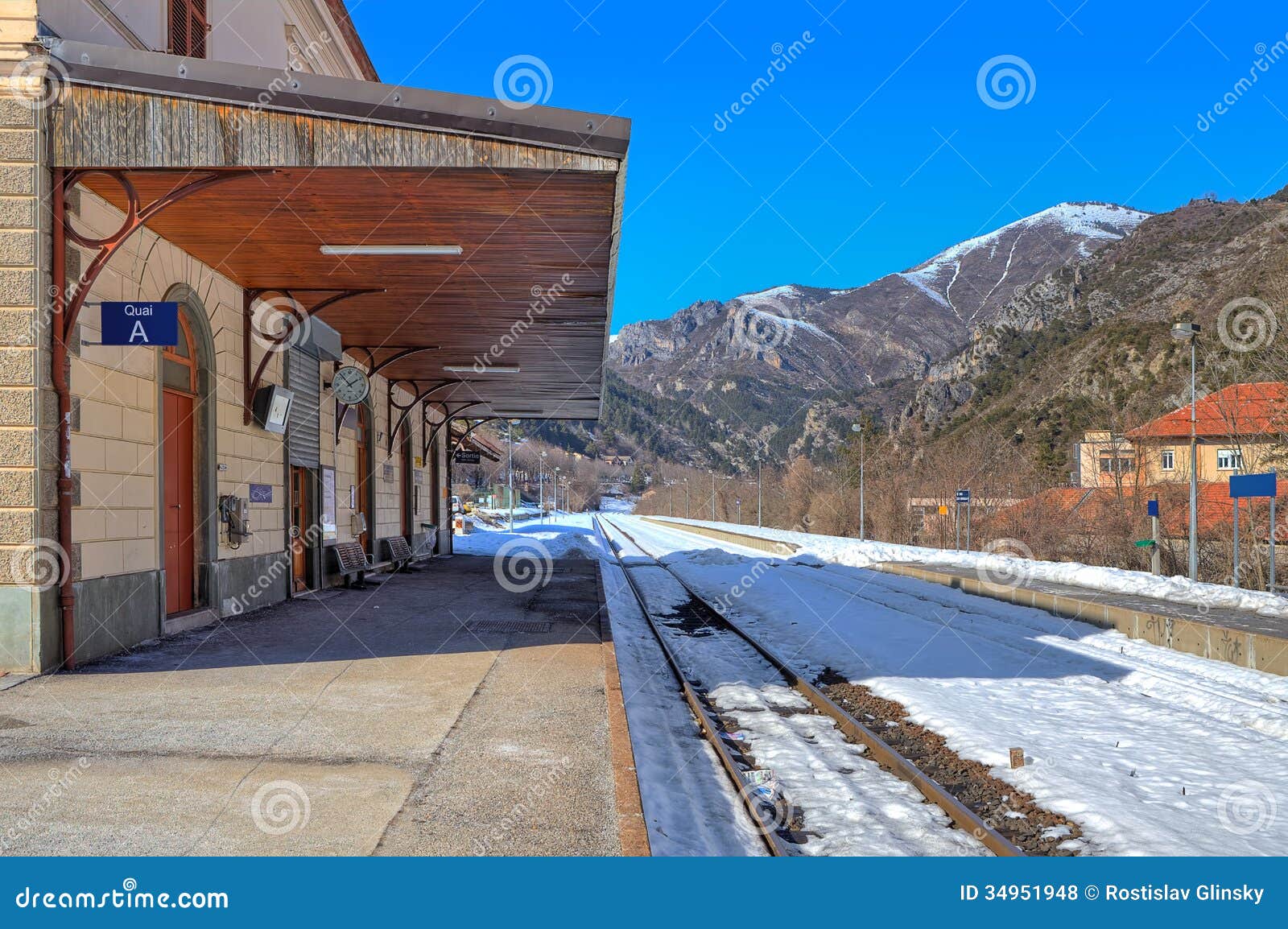 Small Railway Station in Alps. Stock Photo - Image of europe, town ...