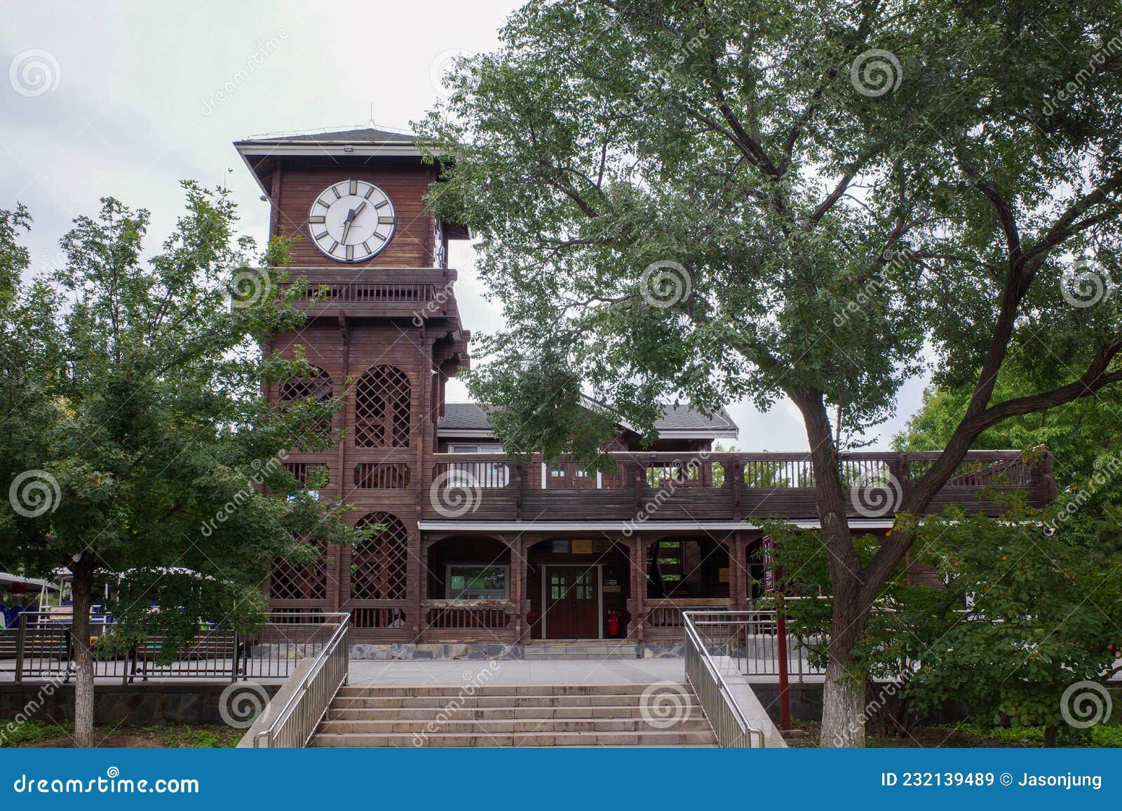 Small Railway Station with Clock Stock Image - Image of rail, railway ...