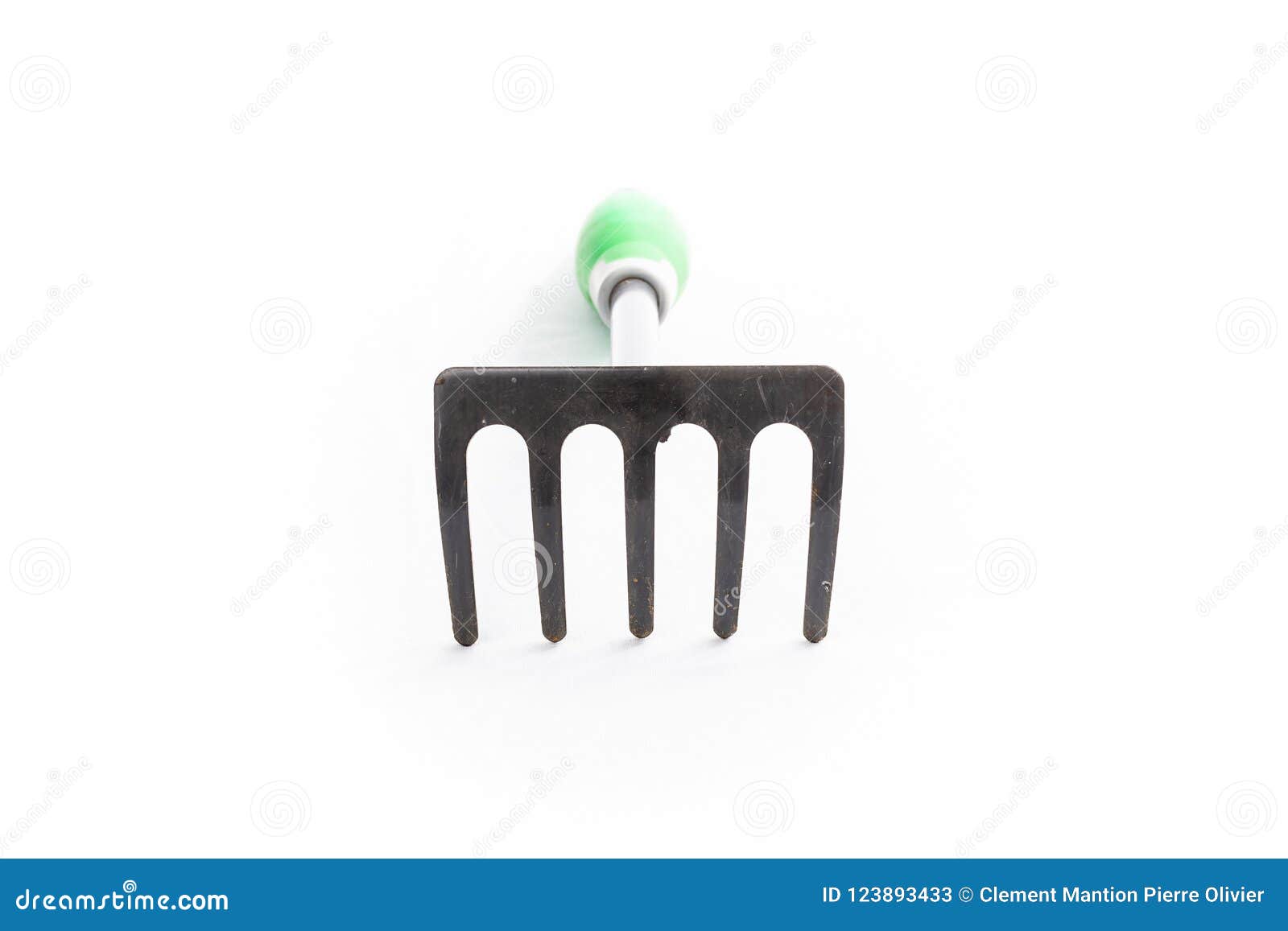 Small Rake Gardening 5 Teeth with Green Handle Stock Image - Image of ...