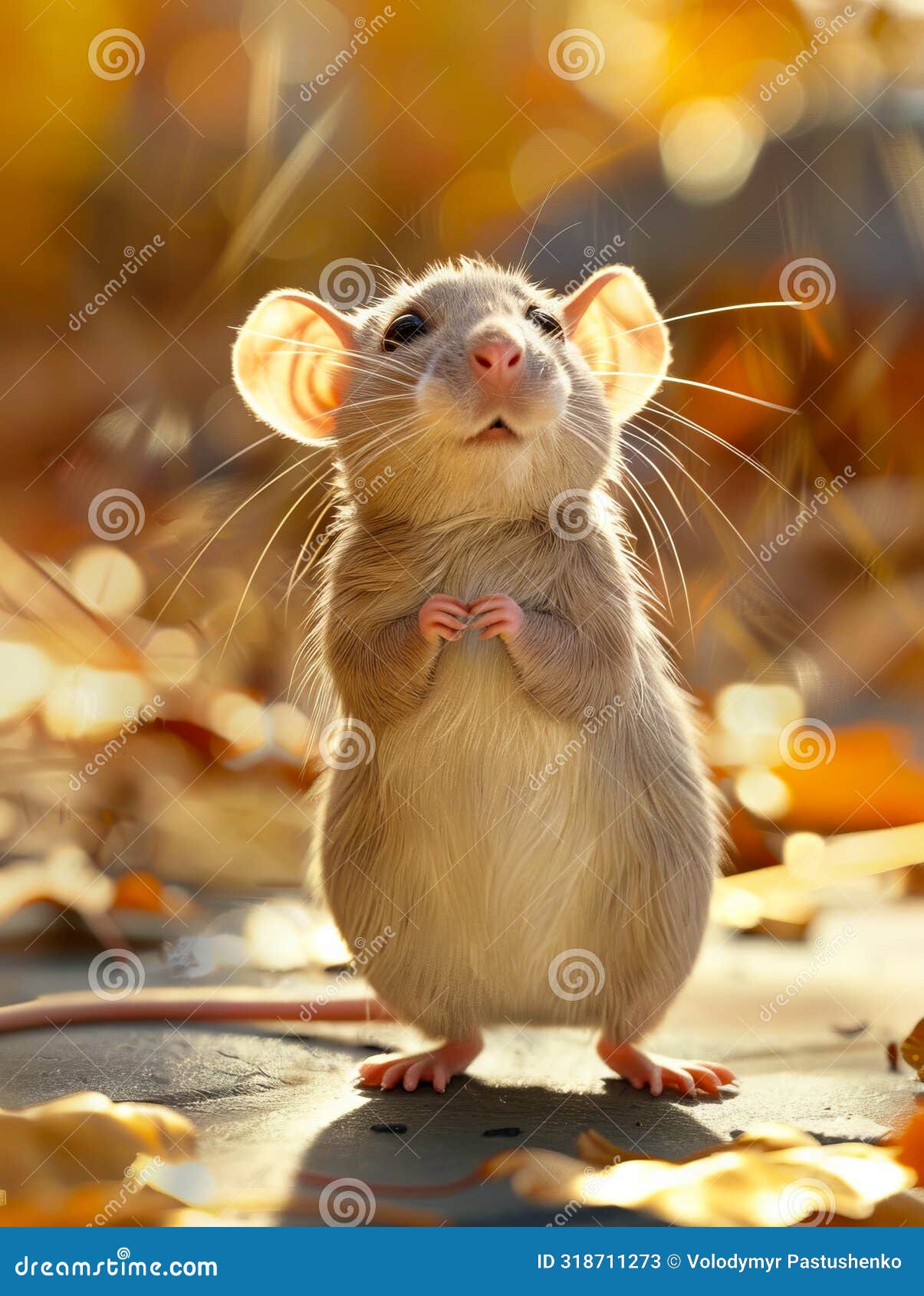 A Small Rat Standing on the Ground in the Fall Stock Image - Image of ...