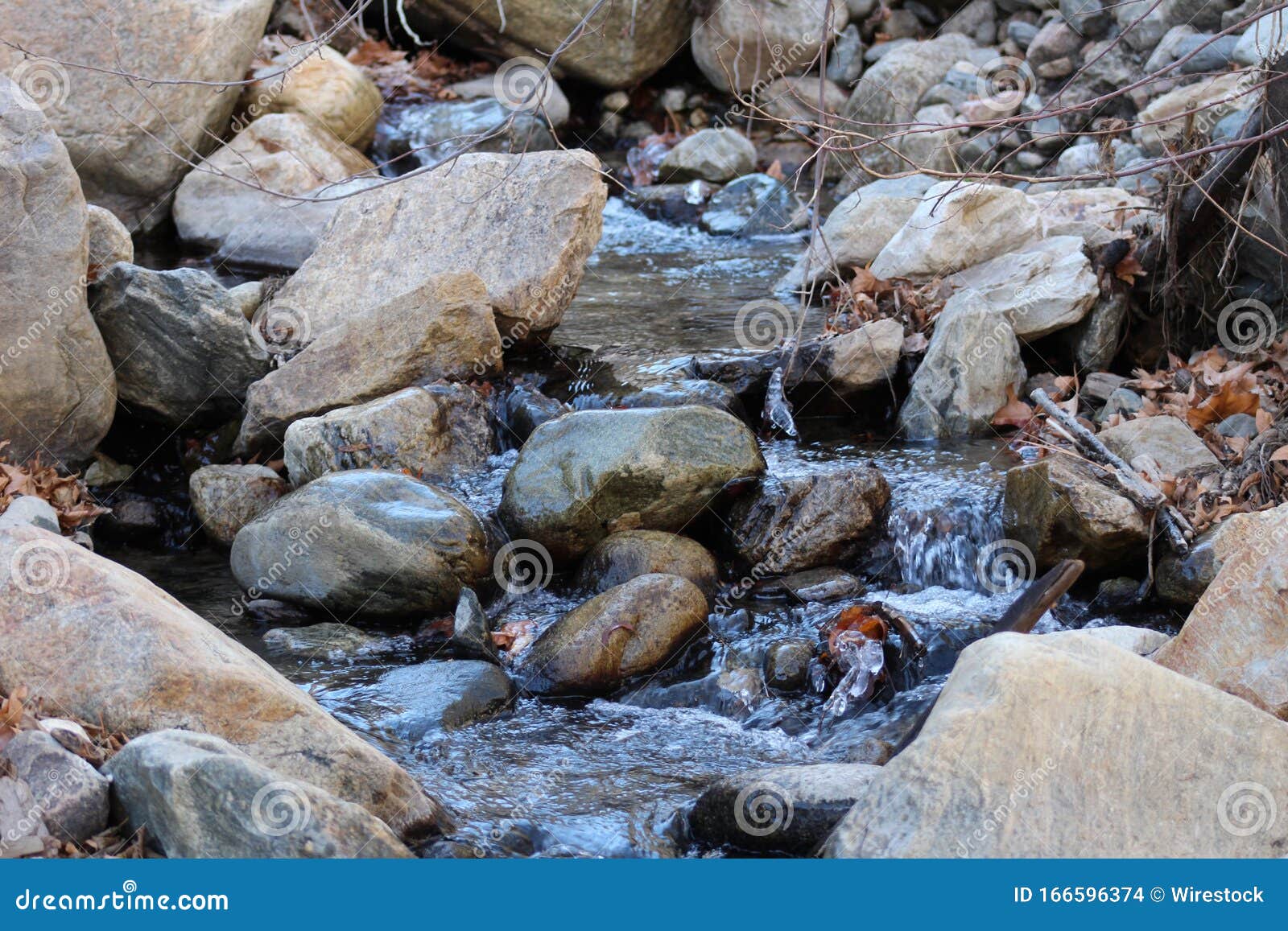 Small Ravine Flowing through an Area with Big Stones Stock Photo ...
