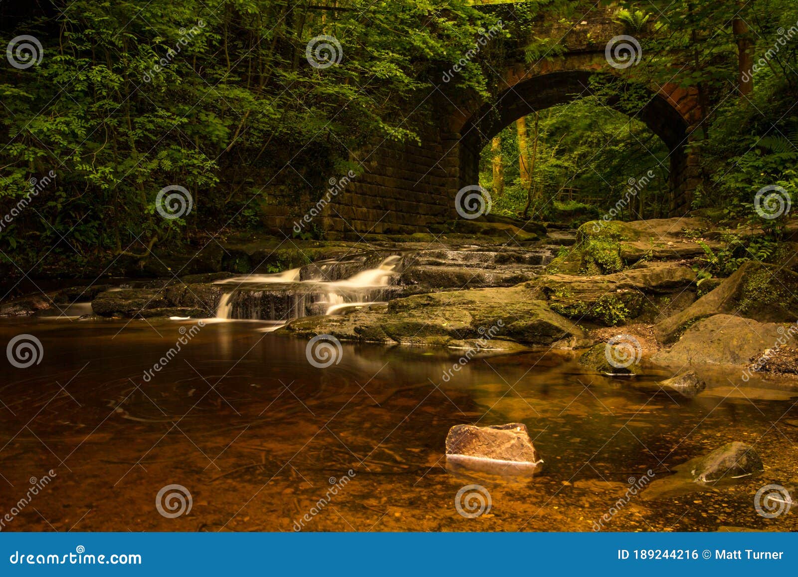 Small Red Brick Bridge Over the Stream at Falling Foss Waterfall Stock ...