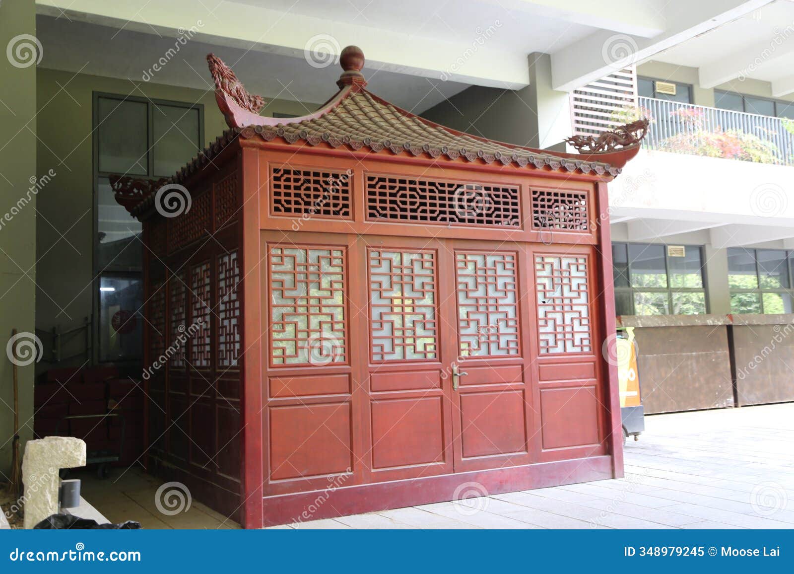 A Small Red Building with a Roof and a Door Stock Image - Image of ...