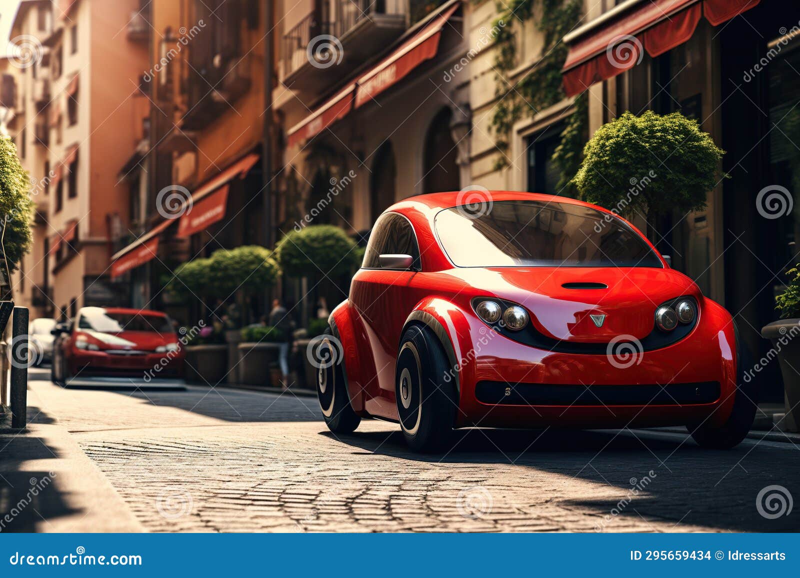 Small Red Car on the Street. Mini Mobility Stock Photo - Image of auto ...