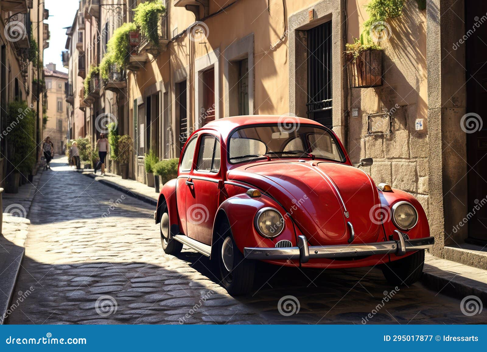 Small Red Car on the Street. Mini Mobility Stock Image - Image of ...