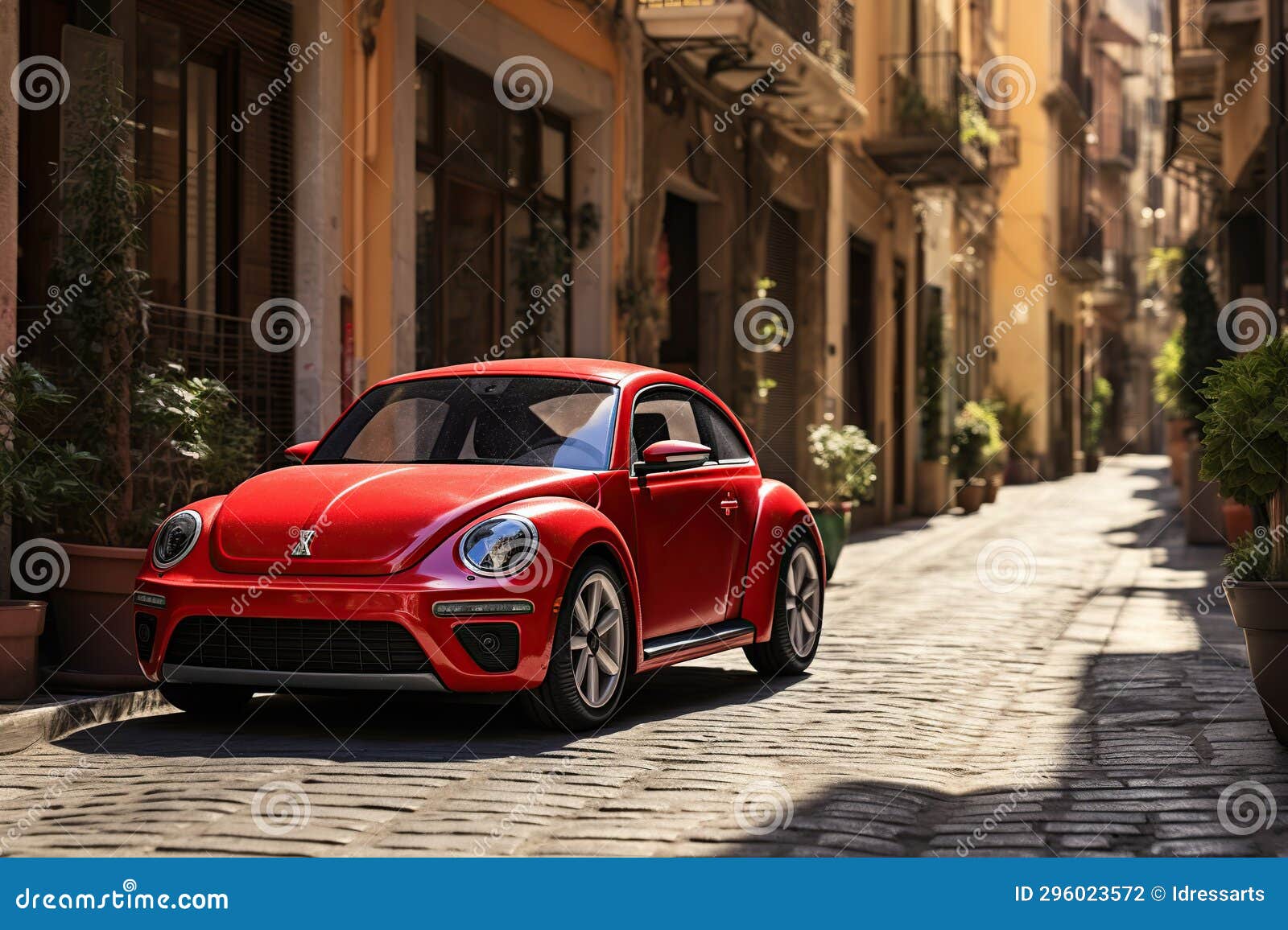Small Red Car on the Street. Mini Mobility Stock Photo - Image of ...