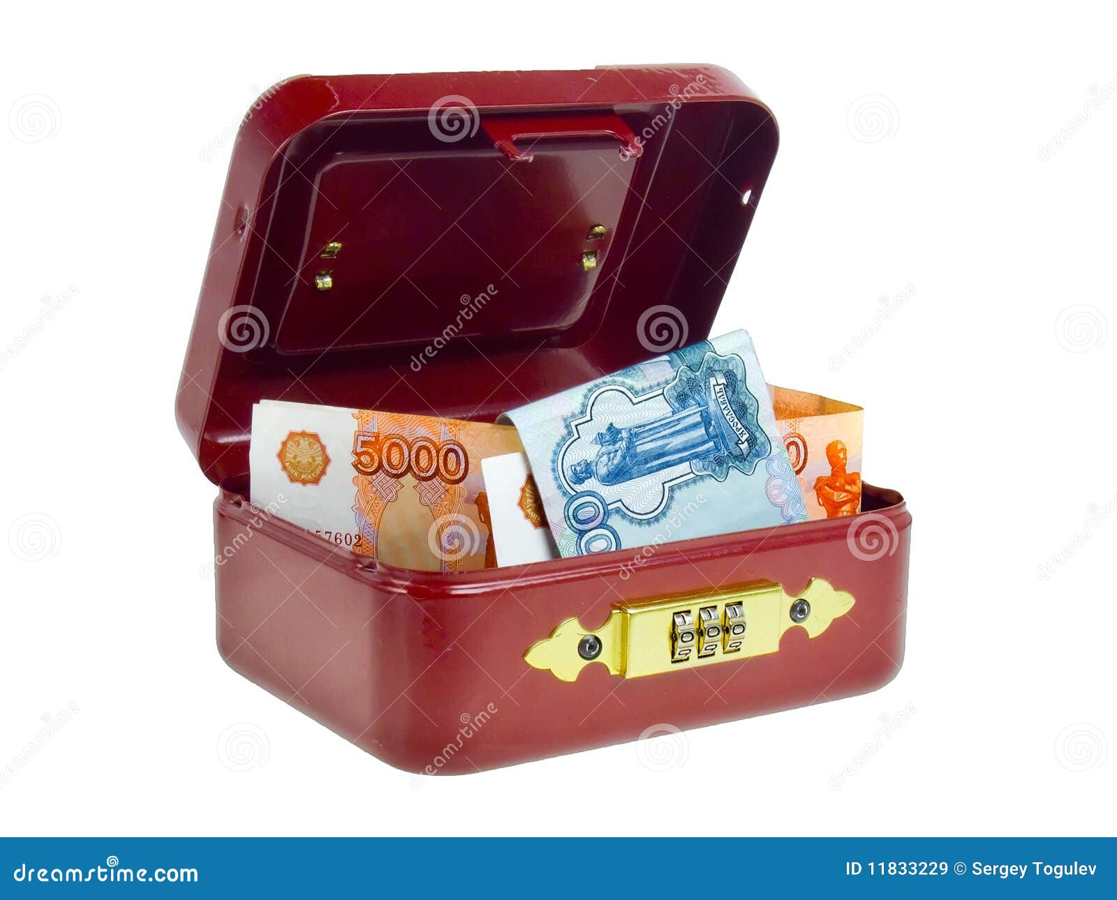 Small red cashbox. stock image. Image of five, metal - 11833229