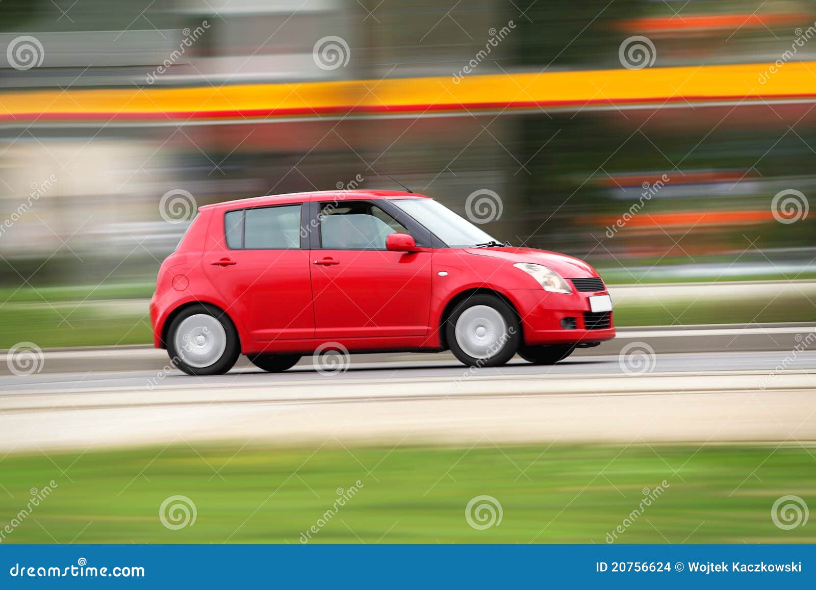 Small red compact car stock photo. Image of movement - 20756624