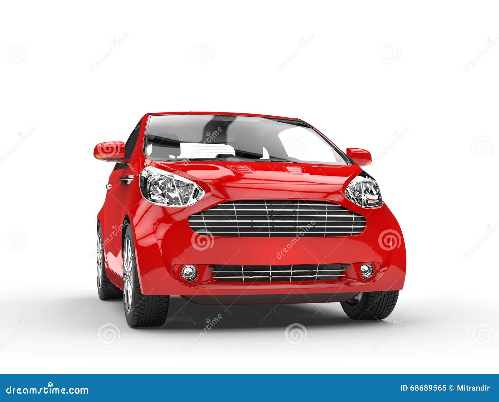 Small Red Compact Car - Front Headlight View Stock Illustration ...