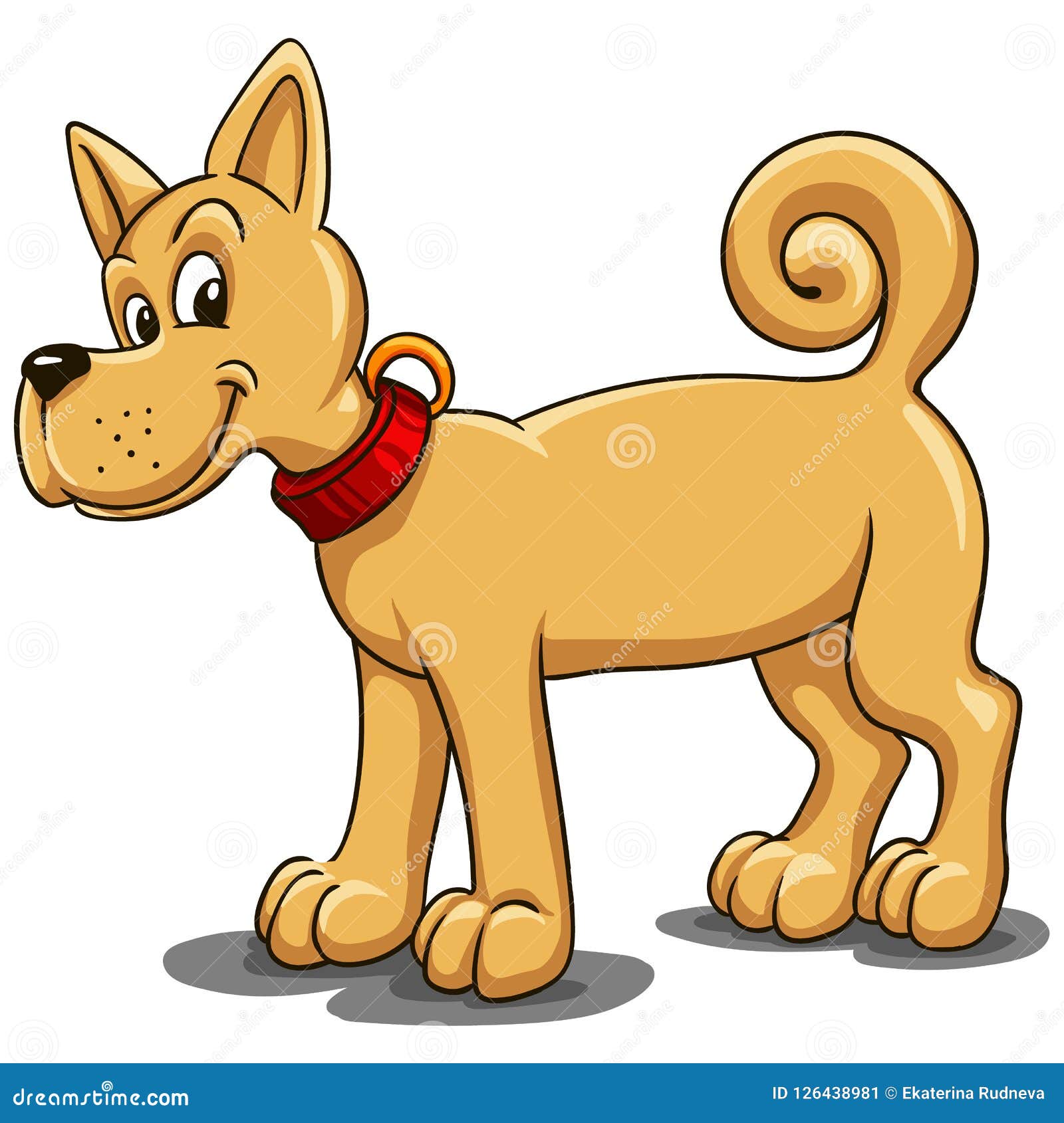 Small Red Dog with a Red Collar in a Cartoon Style Stock Vector ...