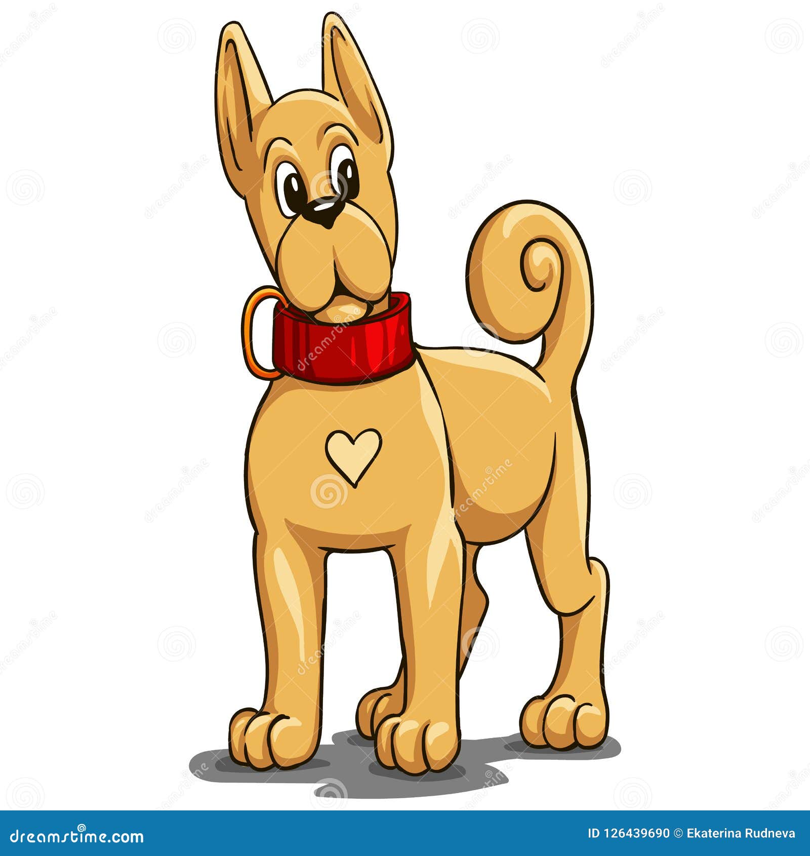 Small Red Dog with a Red Collar in a Cartoon Style Stock Vector ...