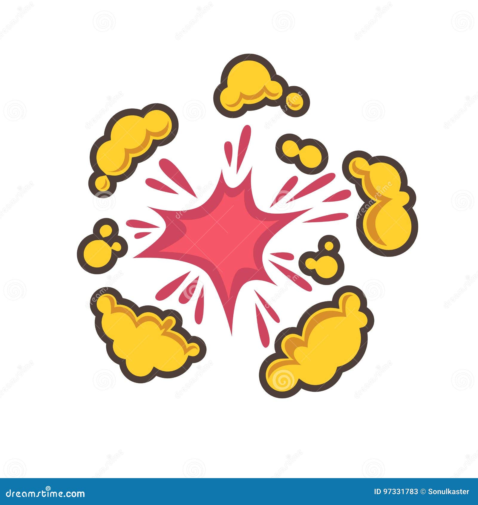 Small Red Explosion with Yellow Clouds Isolated Illustration Stock ...