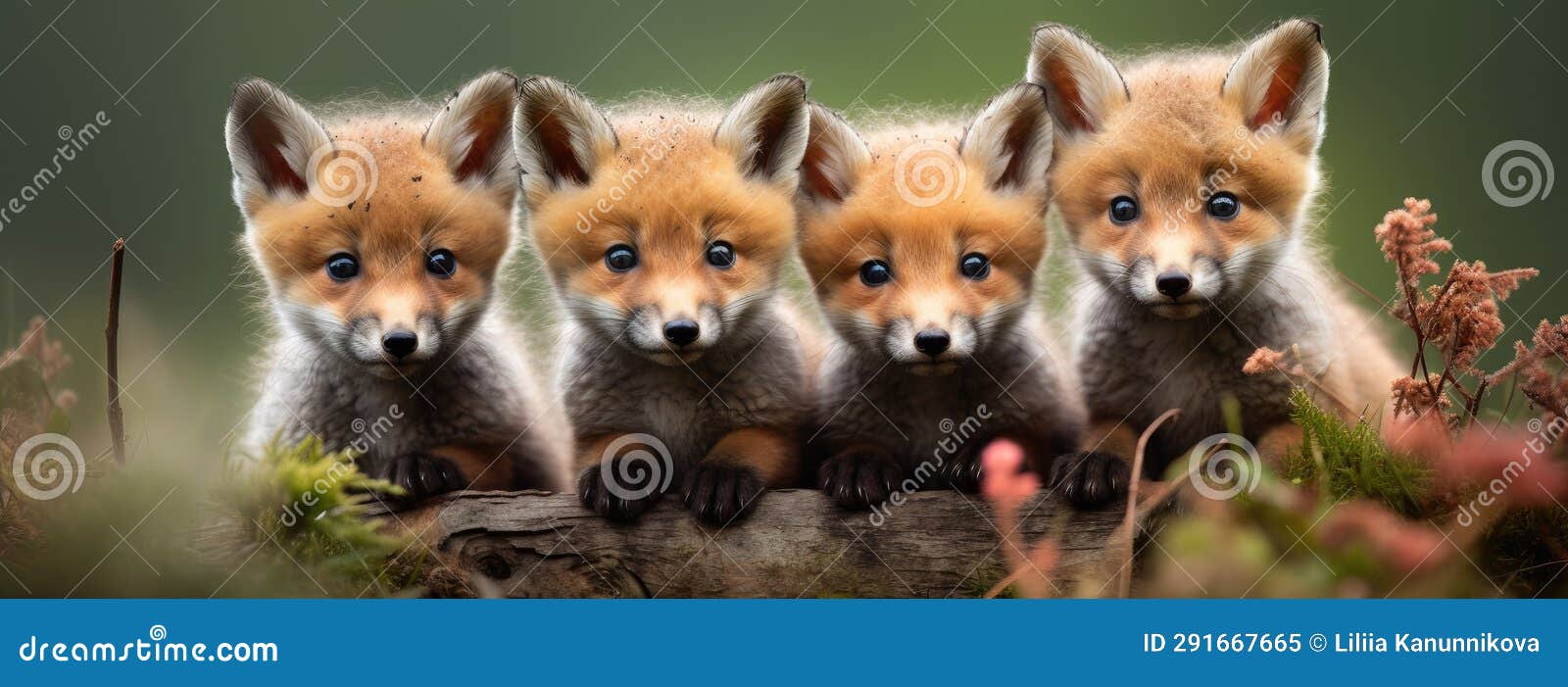 Small Red Fox Cubs Exploring Their Natural Environment, Their Innocent ...