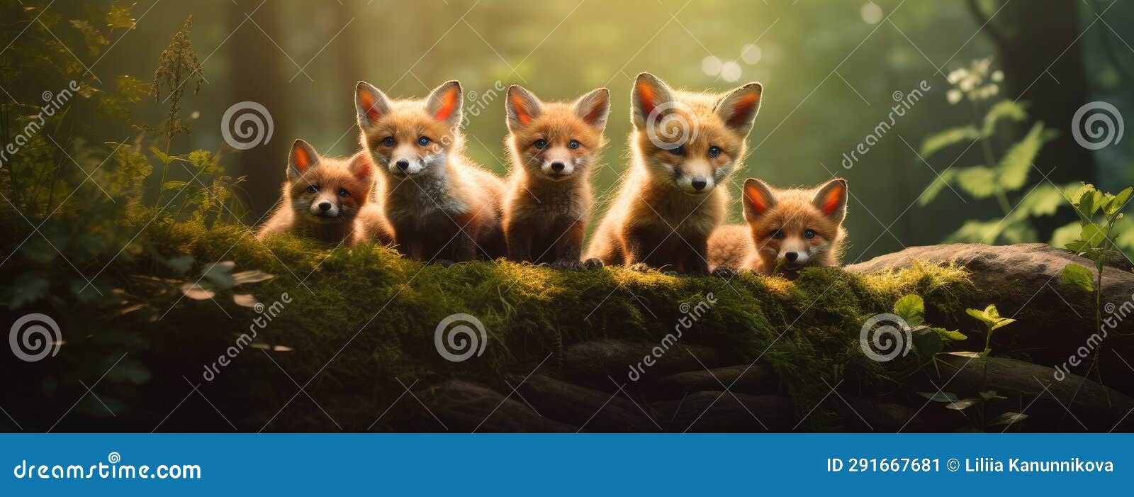 Small Red Fox Cubs Exploring Their Natural Environment, Their Innocent ...