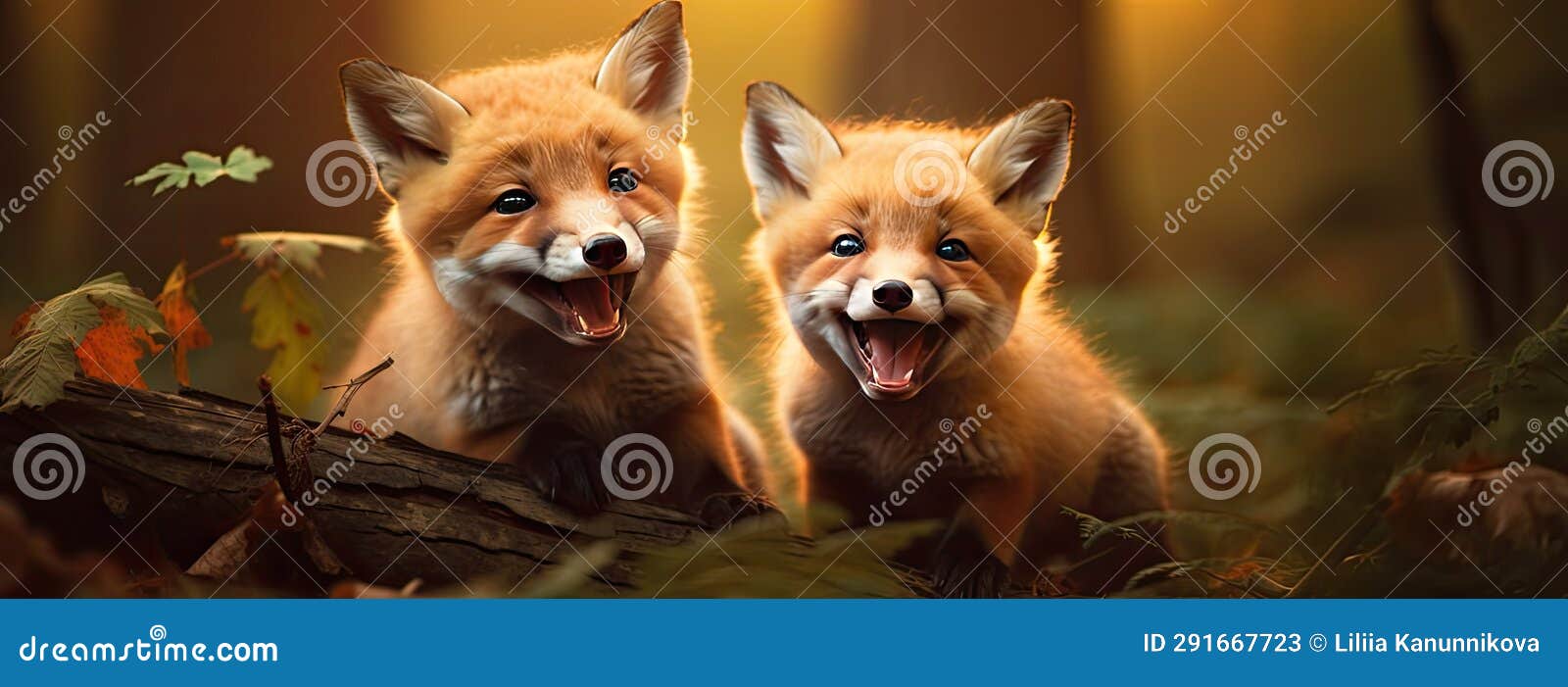 Small Red Fox Cubs Exploring Their Natural Environment, Their Innocent ...