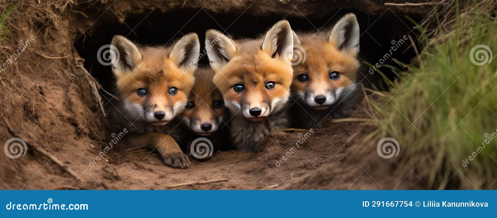 Small Red Fox Cubs Exploring Their Natural Environment, Their Innocent ...