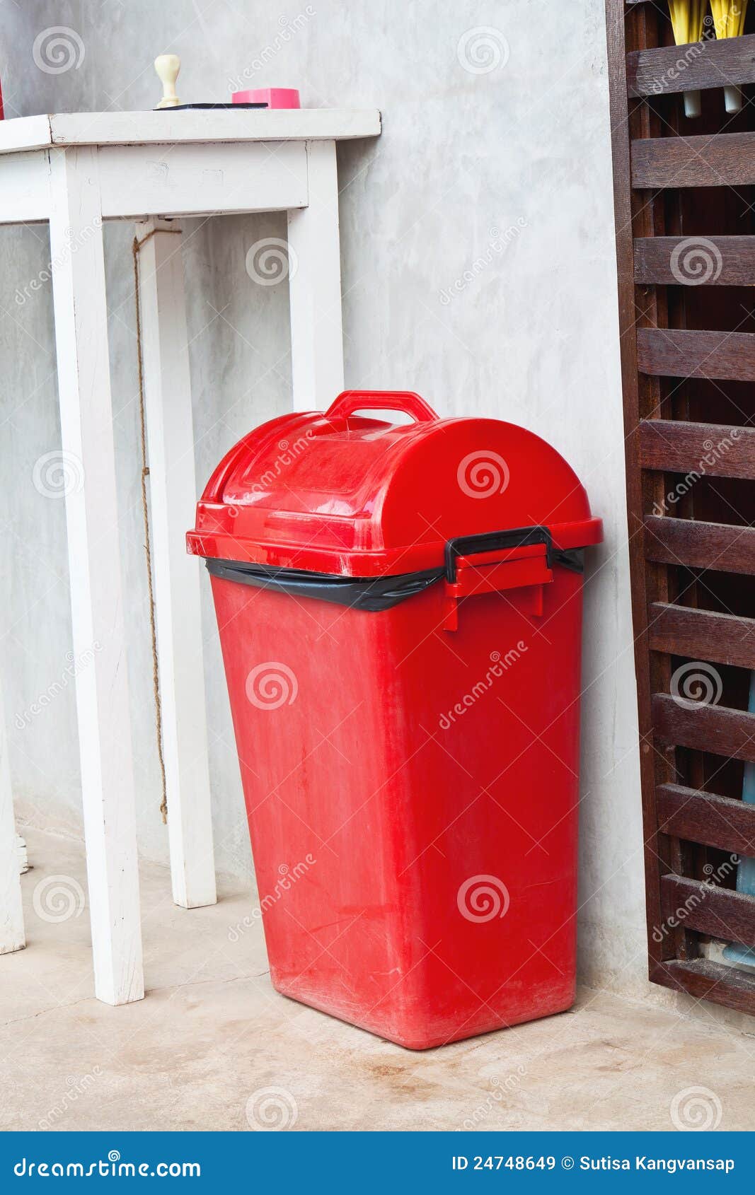 Small red garbage bin stock image. Image of throw, dump - 24748649