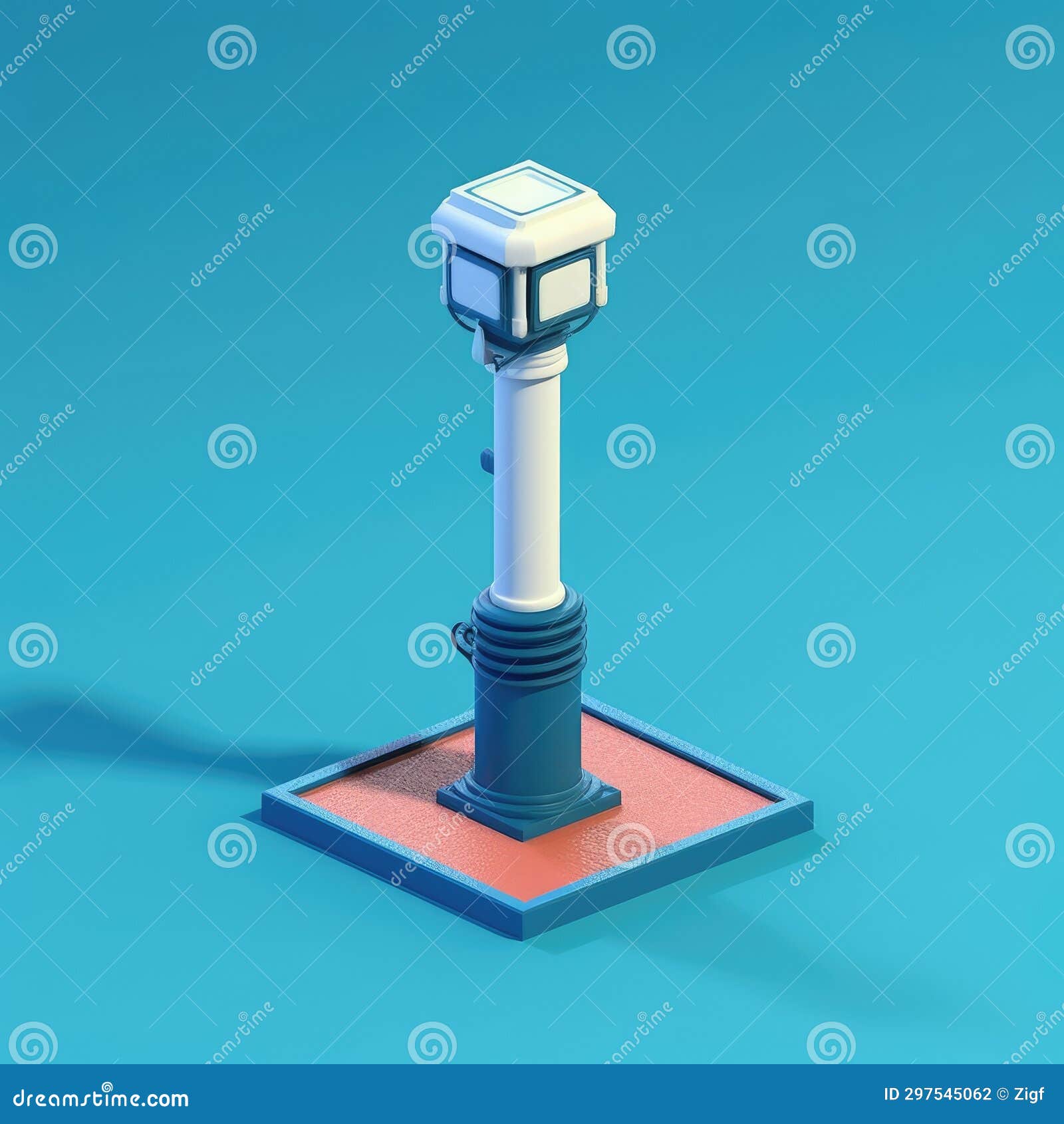 Small, Red Light Post with Blue Base. it is Positioned on Top of Blue ...