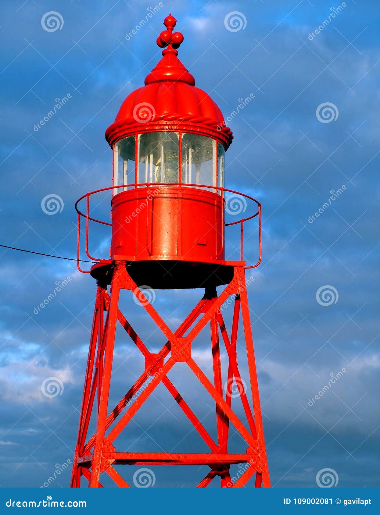 Small red lighthouse stock image. Image of light, metalic - 109002081